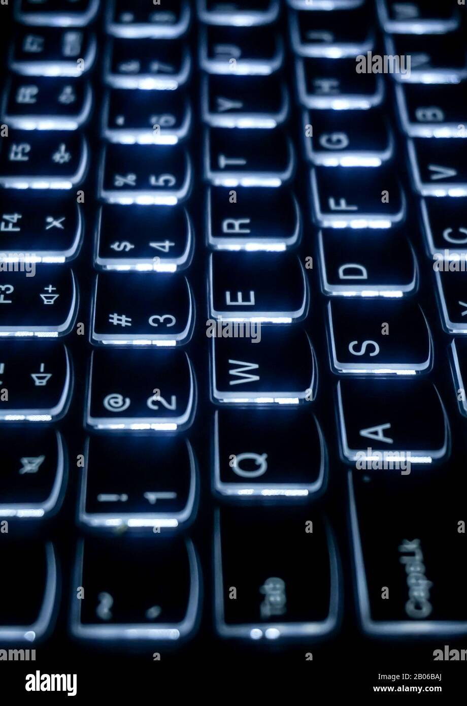 Keyboard of a computer/laptop with lights Stock Photo - Alamy