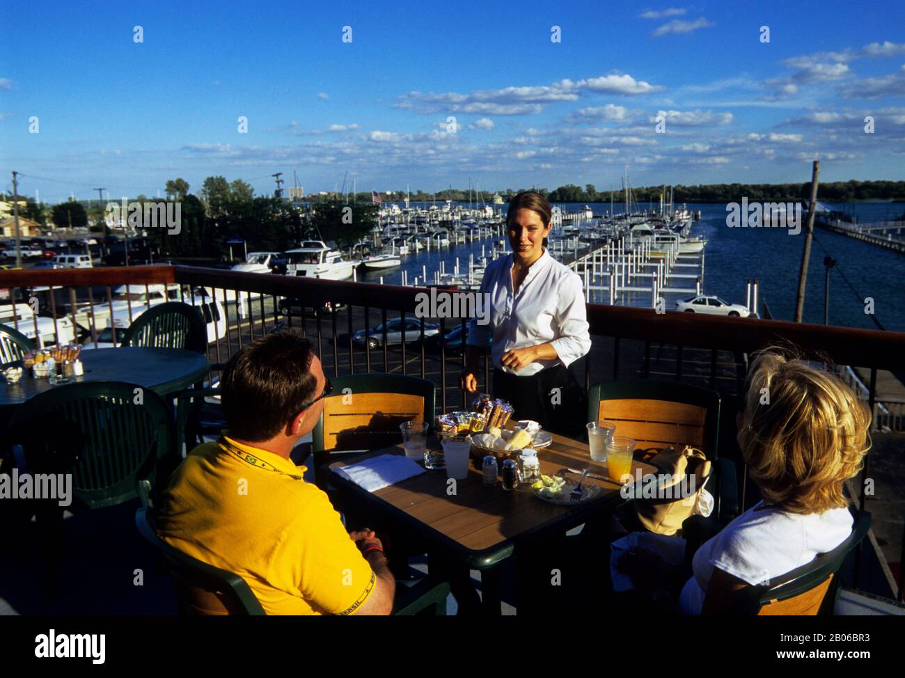 USA, MICHIGAN, DETROIT RIVER, SINBAD'S RESTAURANT, DECK Stock Photo - Alamy