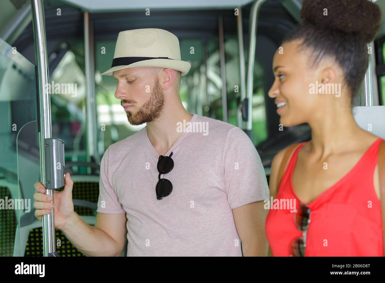 Young couple travelling in bus hi-res stock photography and images - Alamy