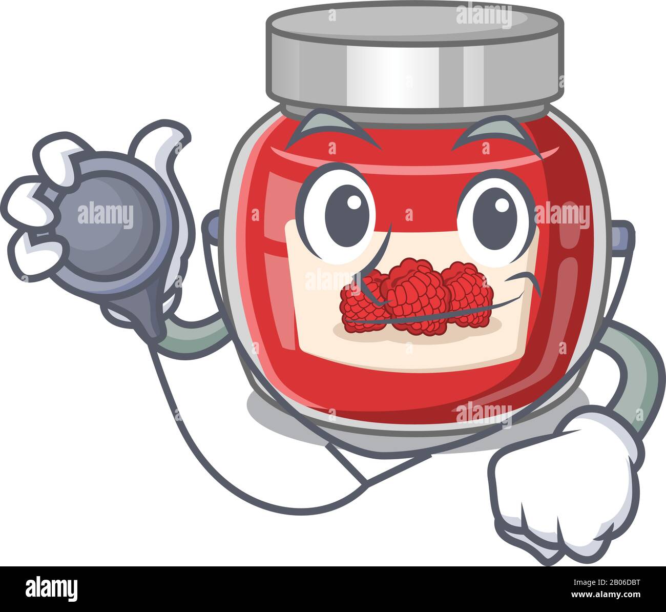 A mascot picture of raspberry jam cartoon as a Doctor with tools Stock ...