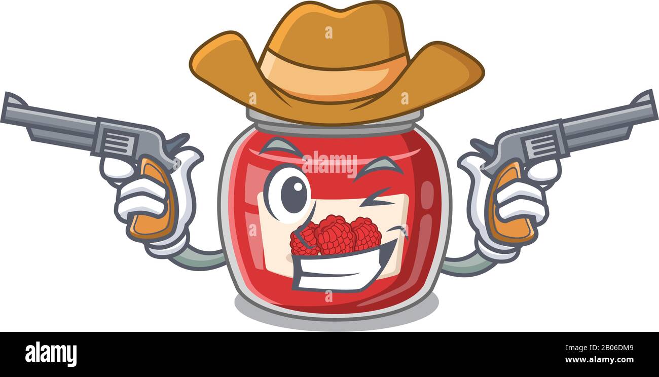 Raspberry jam Cowboy cartoon concept having guns Stock Vector Image ...
