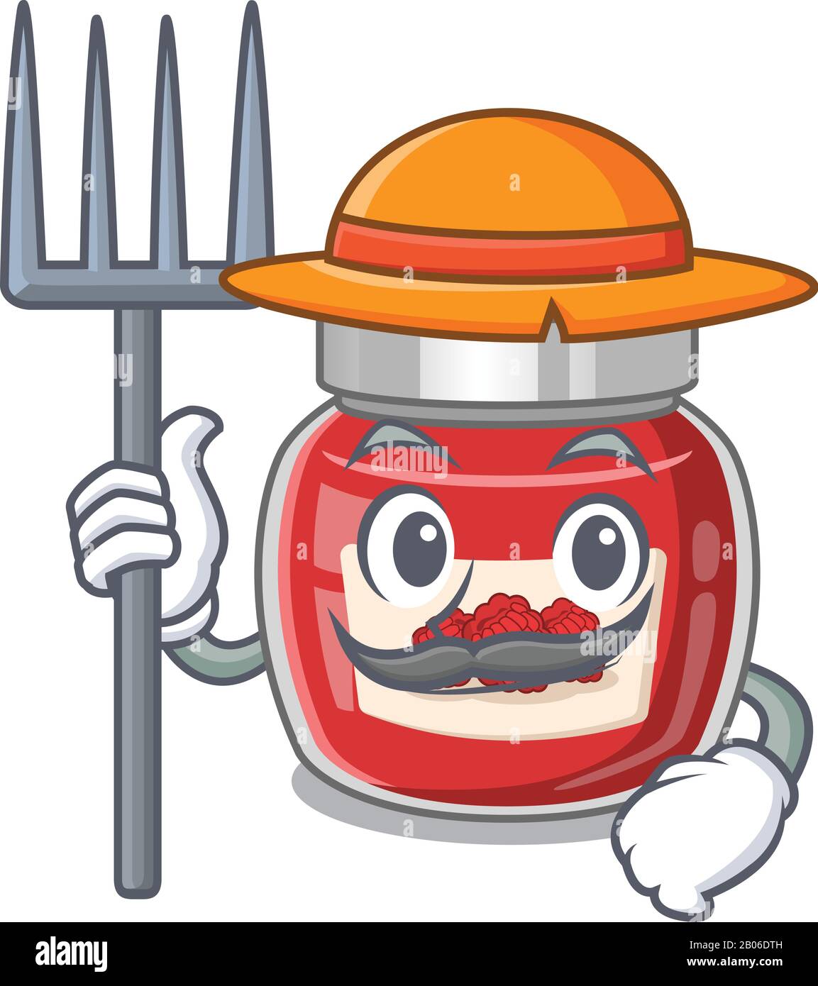 Happy Farmer raspberry jam cartoon picture with hat and tools Stock ...