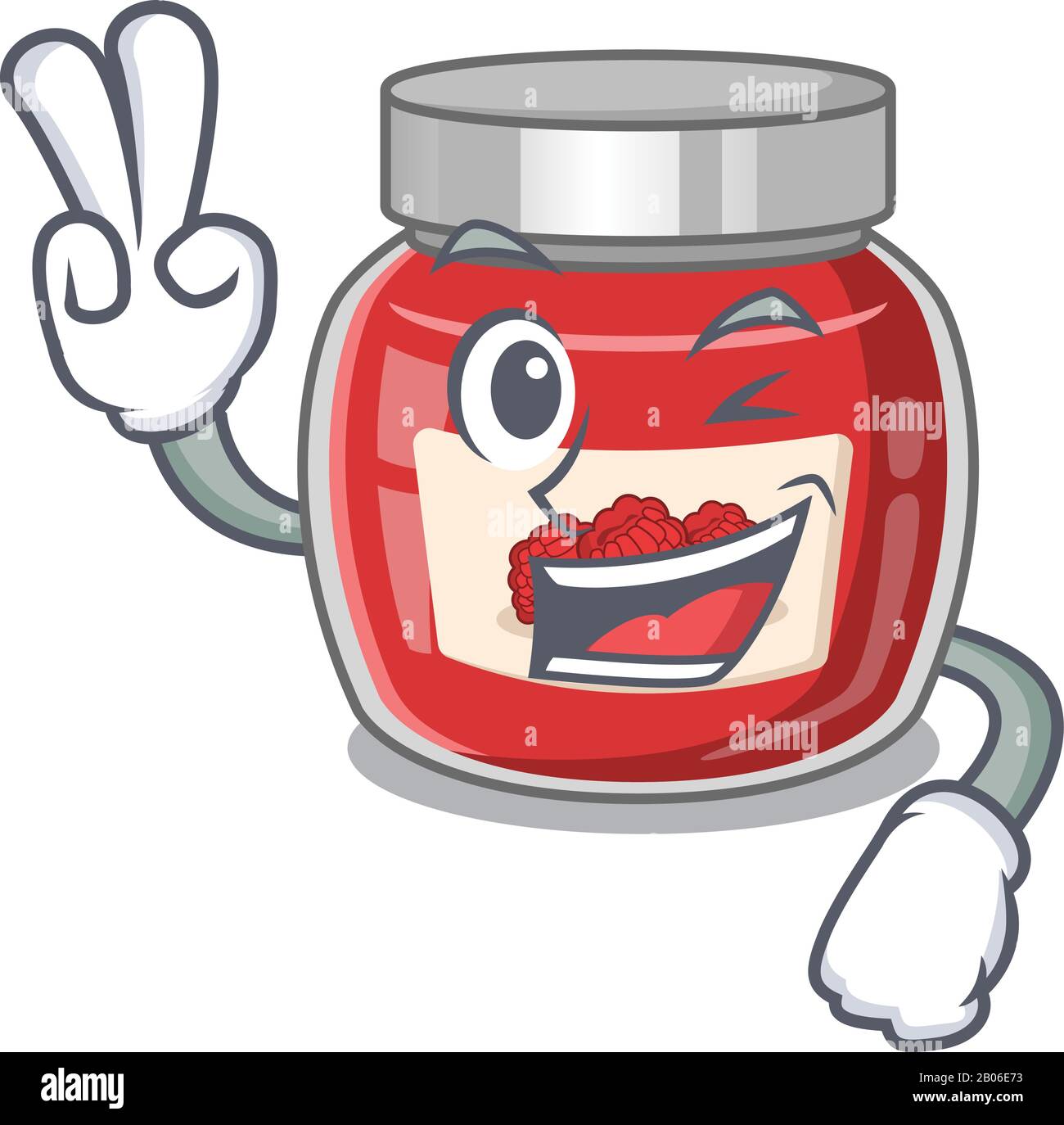 mascot of funny raspberry jam cartoon Character with two fingers Stock ...
