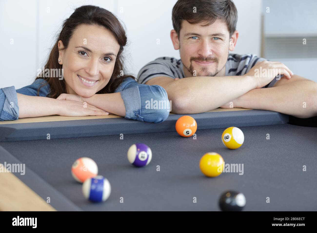 Woman on pool table hi-res stock photography and images - Alamy