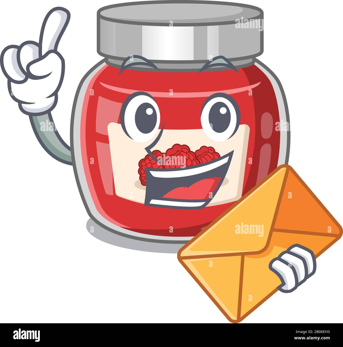 Happy face raspberry jam mascot design with envelope Stock Vector Image ...