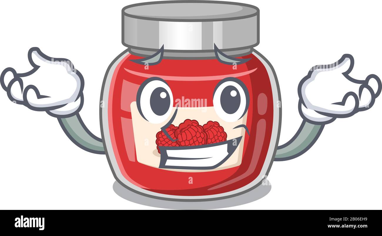 cute Grinning raspberry jam mascot cartoon style Stock Vector Image ...