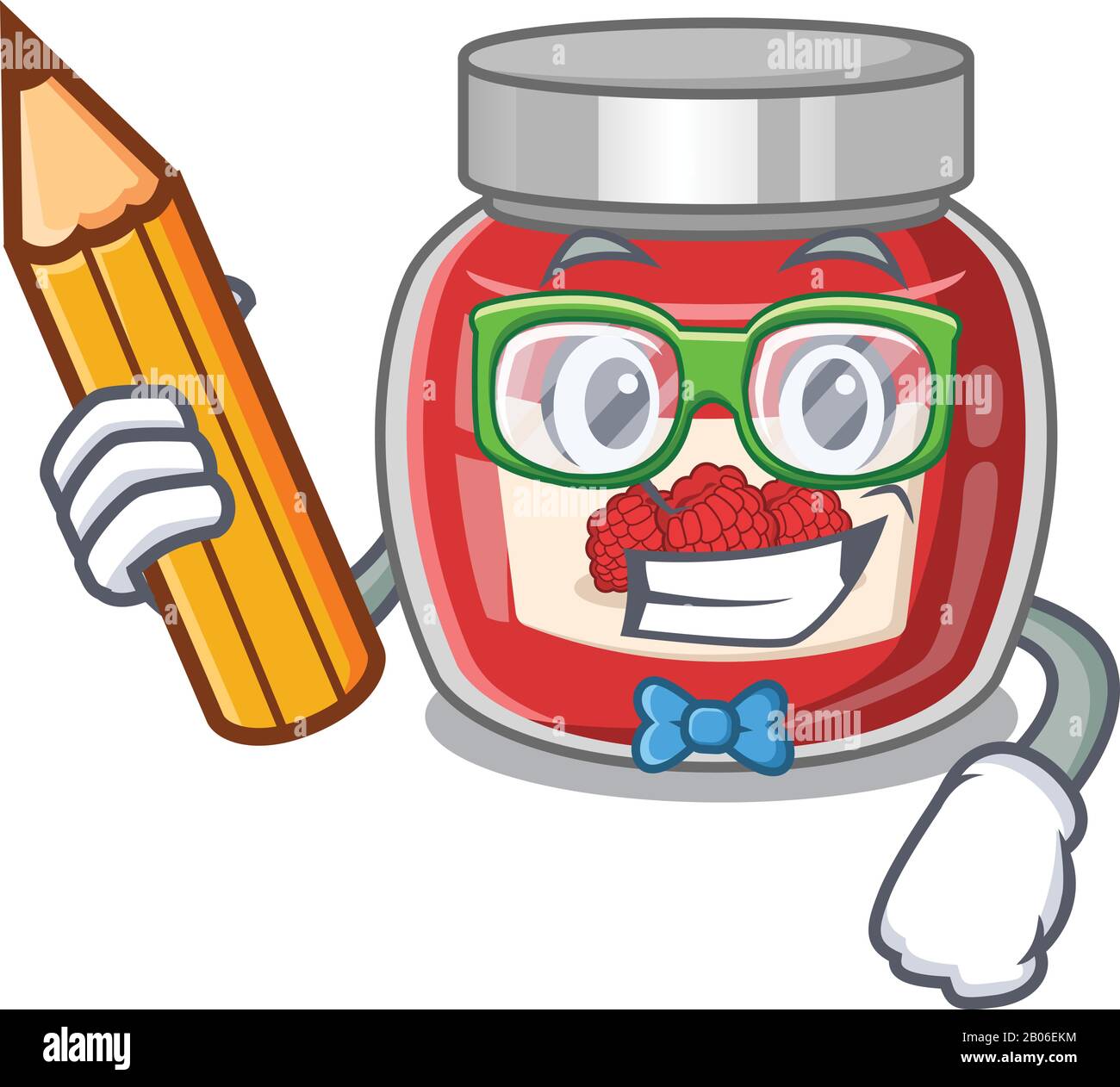 A smart Student raspberry jam character holding pencil Stock Vector ...