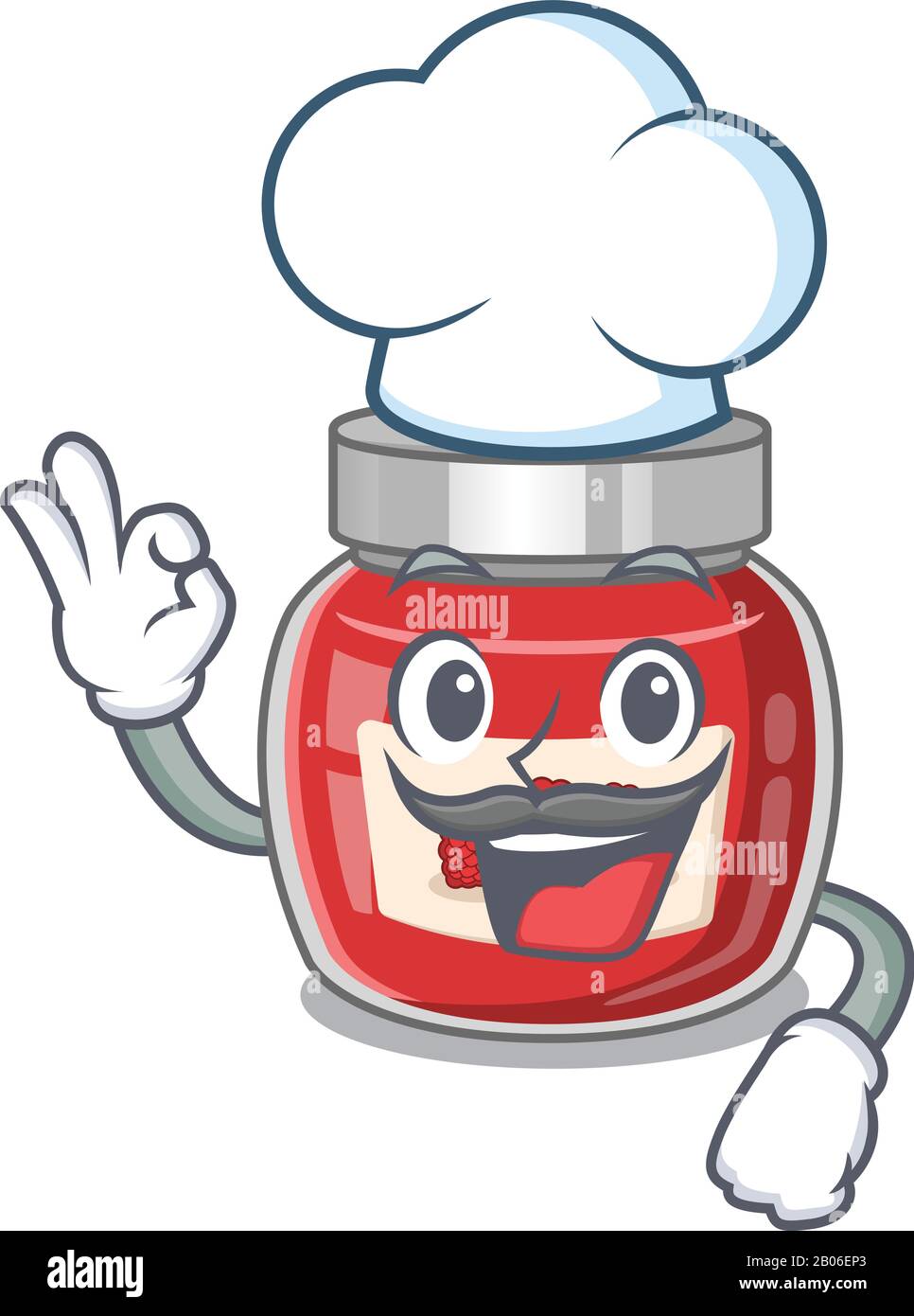 Raspberry jam cartoon character working as a chef and wearing white hat ...