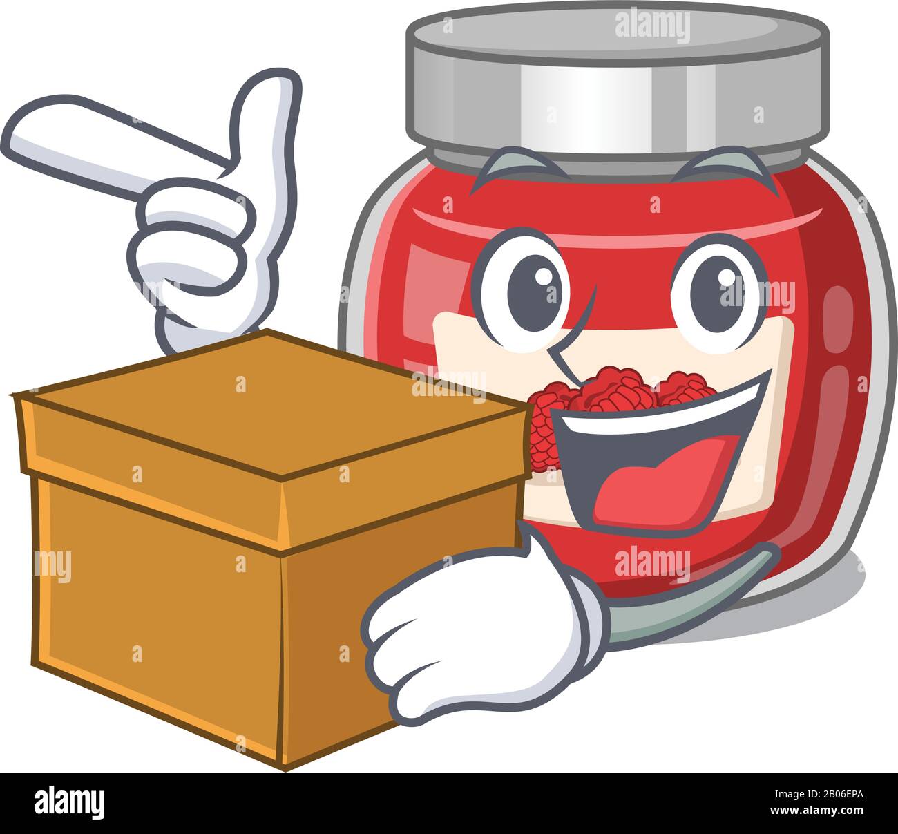 Cute raspberry jam cartoon character having a box Stock Vector Image ...