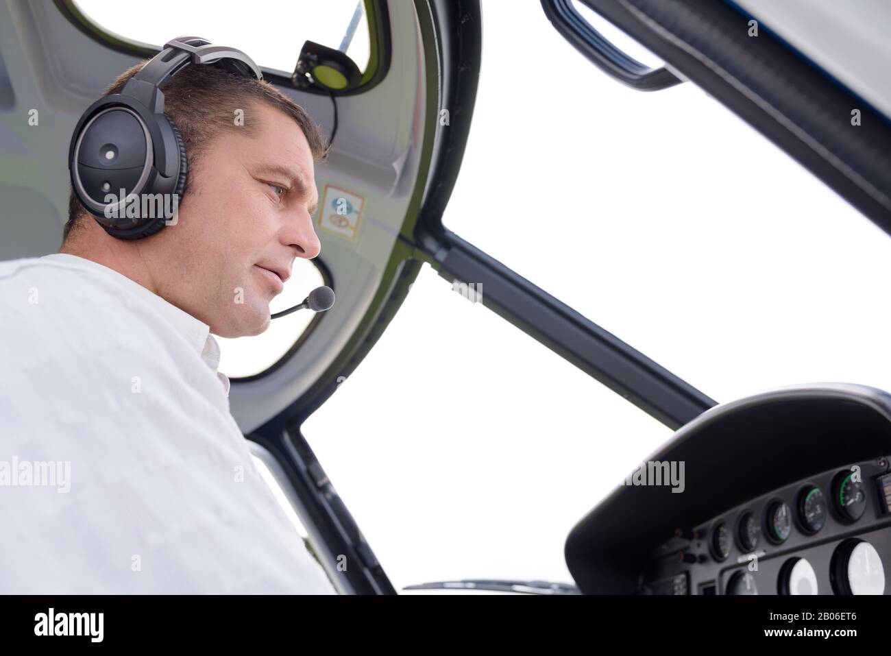 pilot at controls of aircraft Stock Photo - Alamy