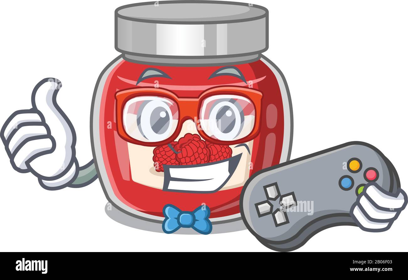 Smiley gamer raspberry jam cartoon mascot style Stock Vector Image ...