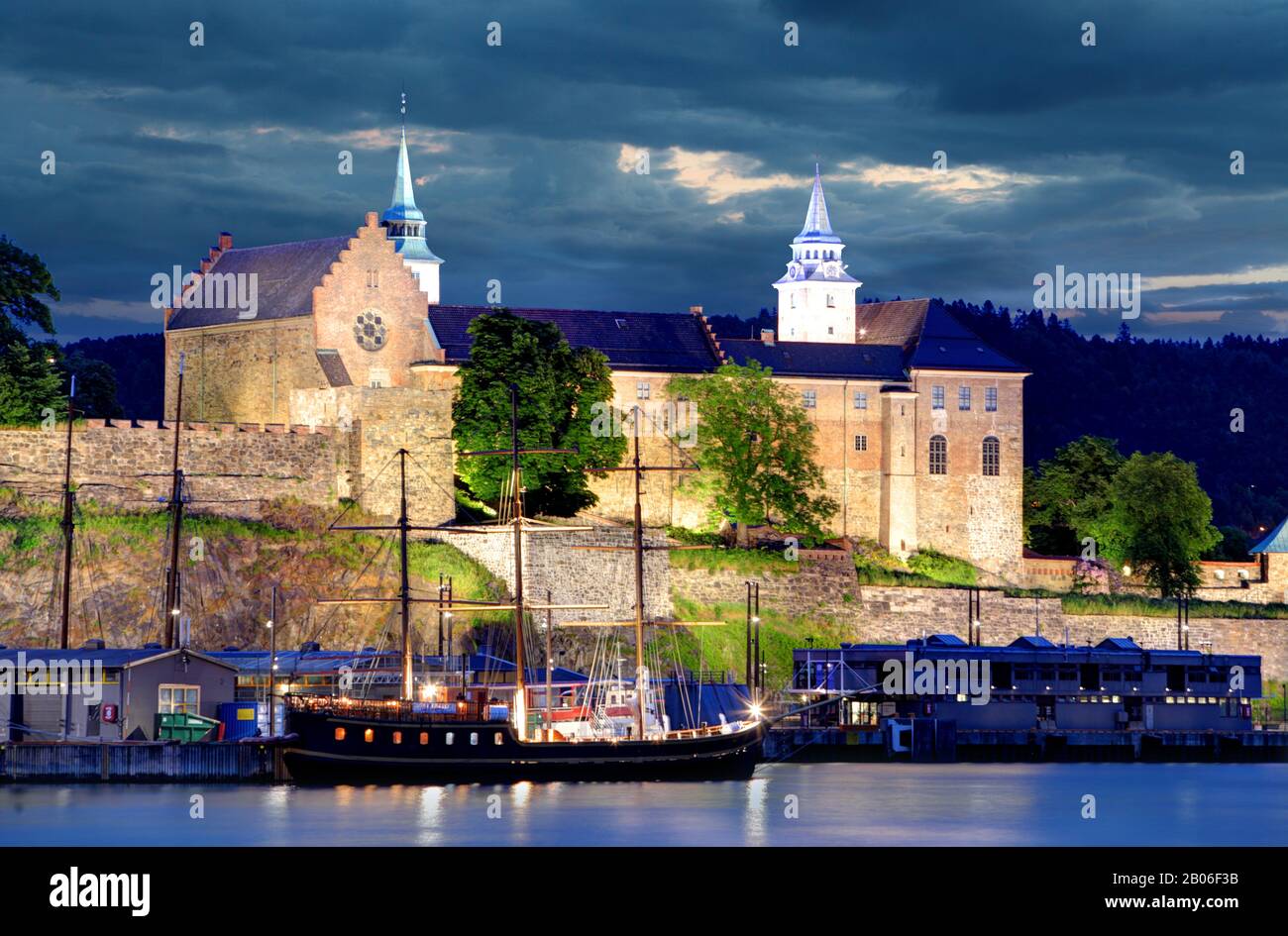 Oslo, Akershus at night Stock Photo - Alamy