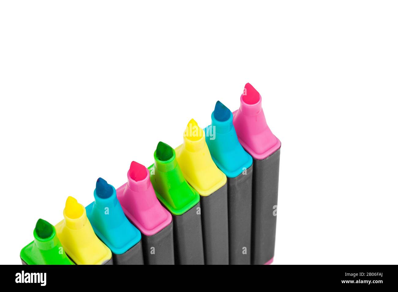 Colored markers isolated on white background. close up Stock Photo - Alamy