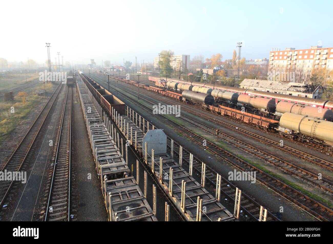 Freight Station with trains Stock Photo - Alamy