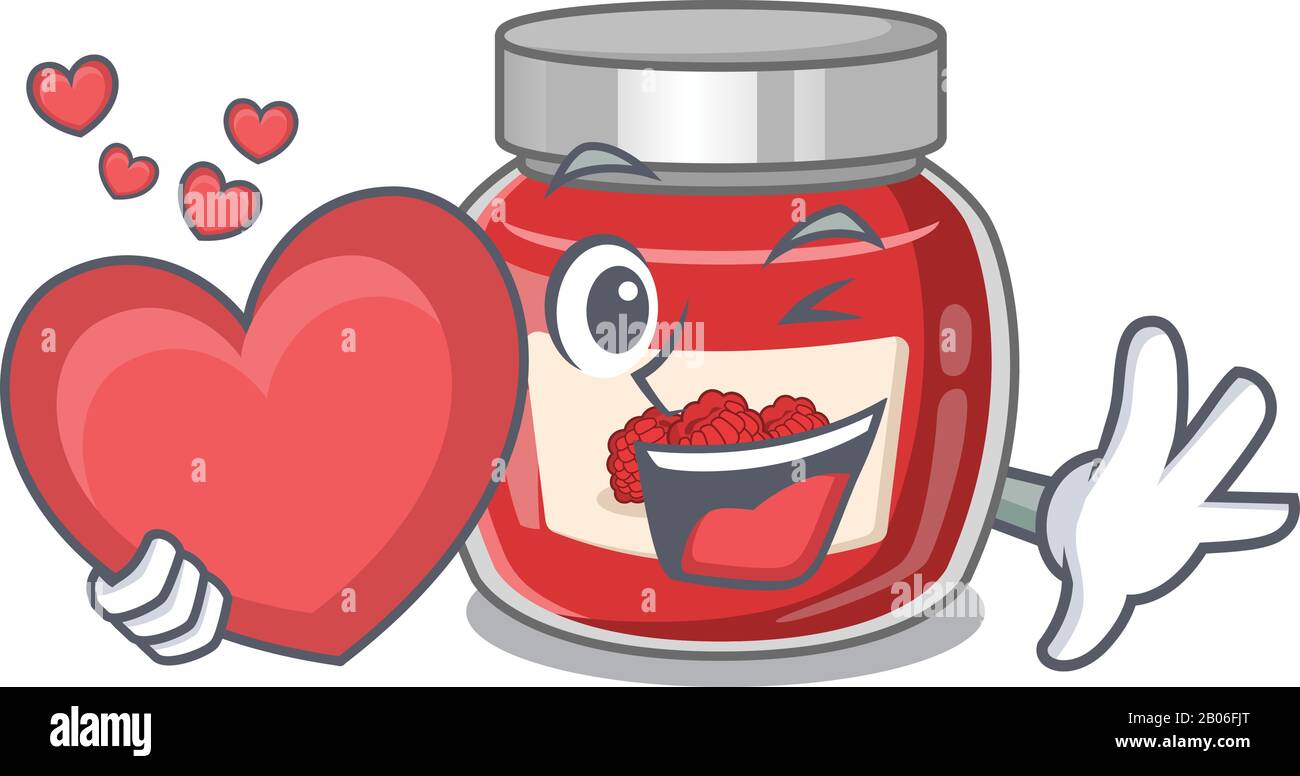 Romantic raspberry jam cartoon picture holding a heart Stock Vector ...