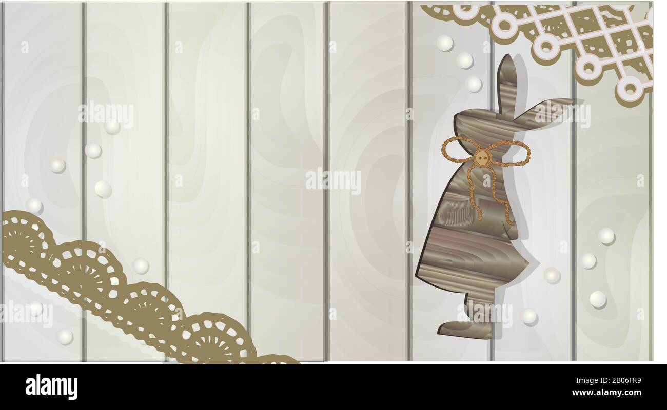 Trendy modern Easter banner. Happy Easter horizontal poster. Rabbit or ...