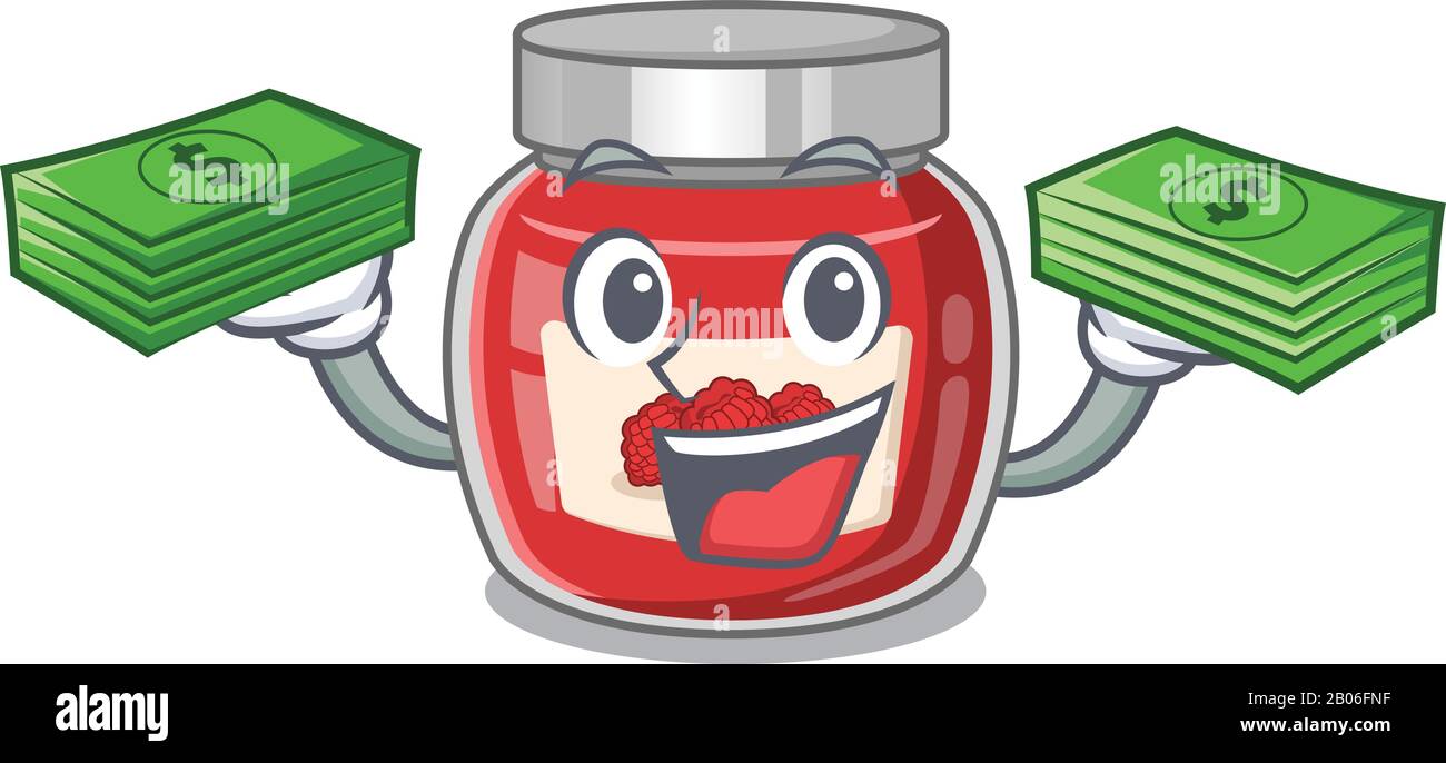 cool rich raspberry jam character having money on hands Stock Vector ...