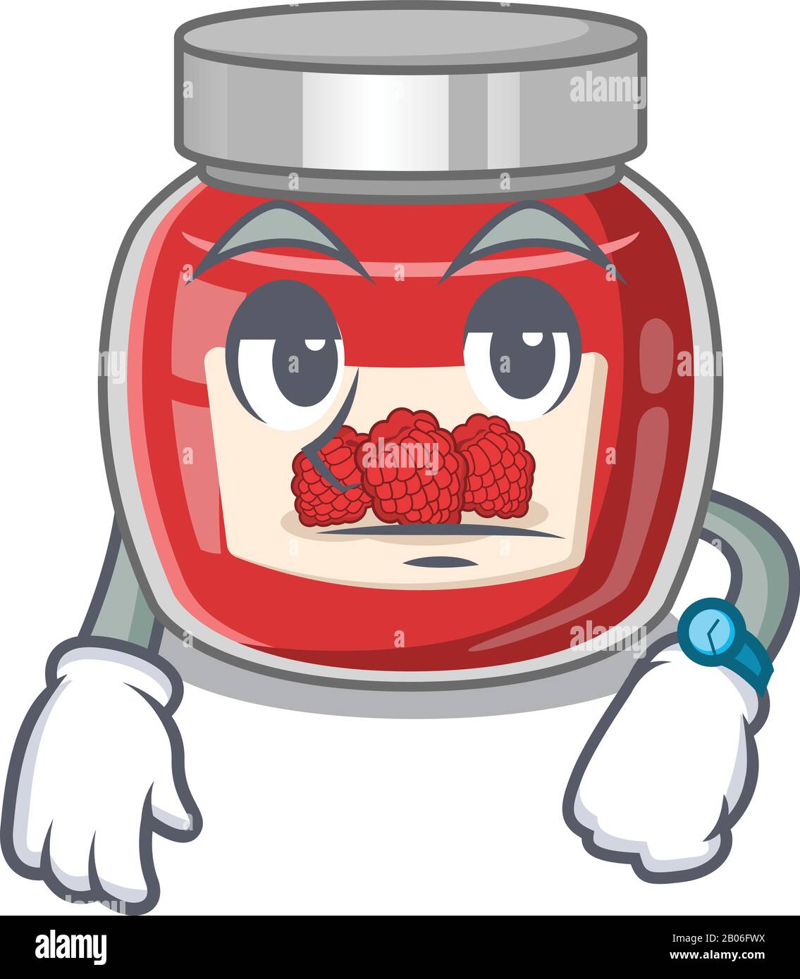 cartoon character design of raspberry jam on a waiting gesture Stock ...
