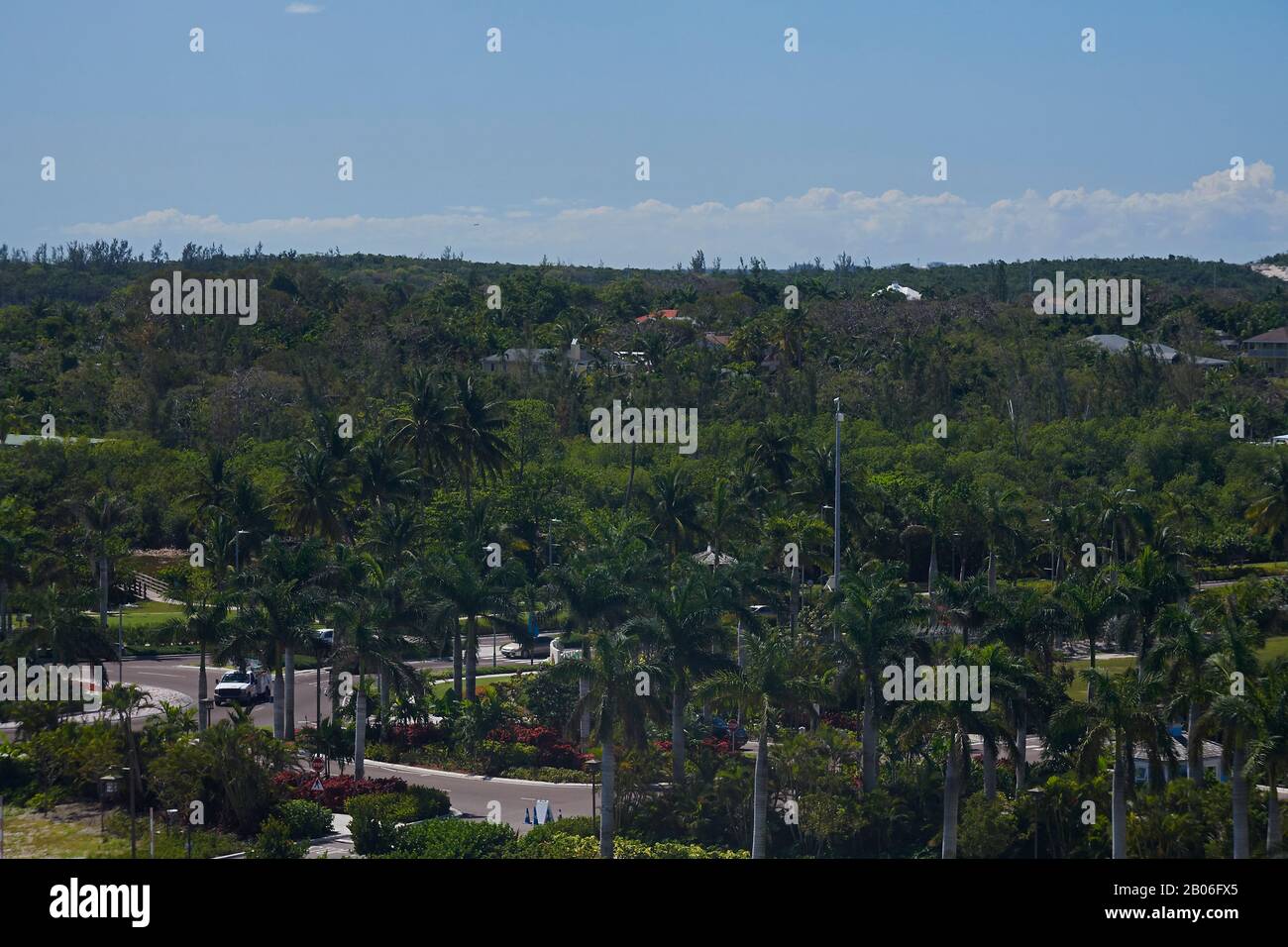 Typical view of tropical landscape over the island in Nassau, Bahamas ...