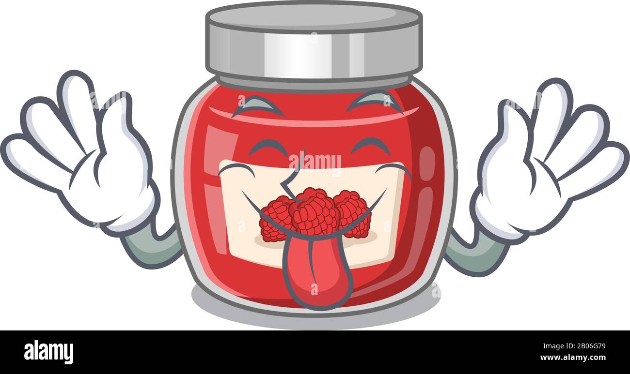 Funny raspberry jam mascot design with Tongue out Stock Vector Image ...