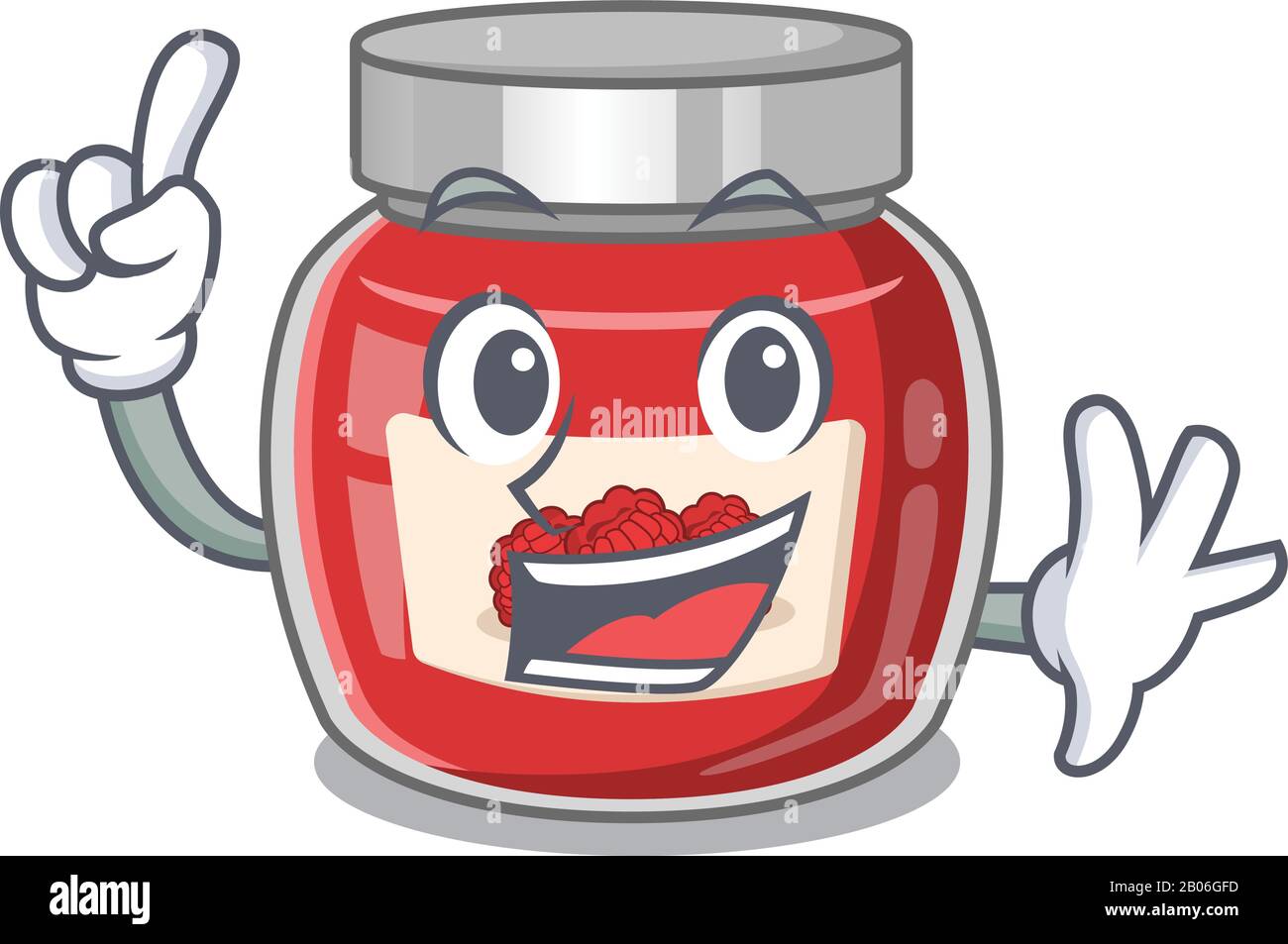 mascot cartoon concept raspberry jam in One Finger gesture Stock Vector ...