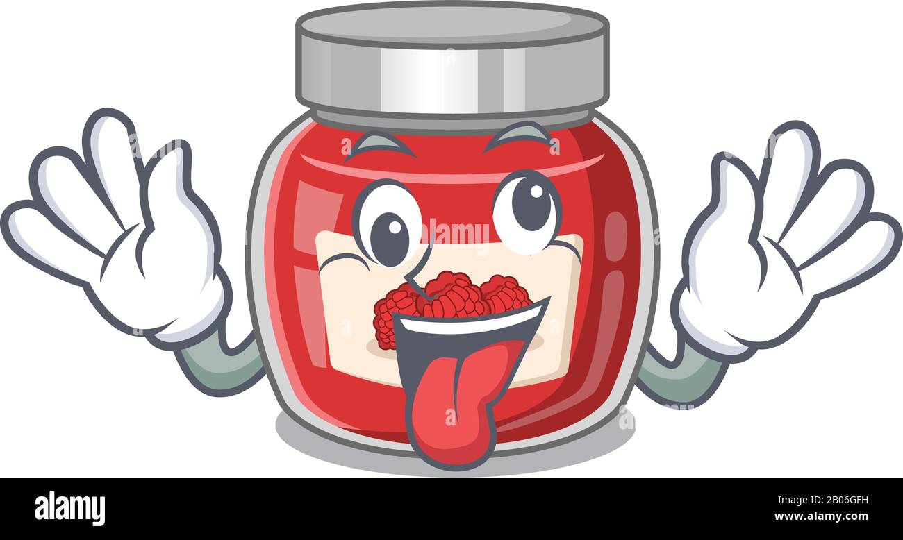 Cute sneaky raspberry jam Cartoon character with a crazy face Stock ...