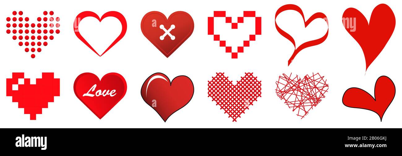 EPS vector collection of different hearts symbolizing love, for ...