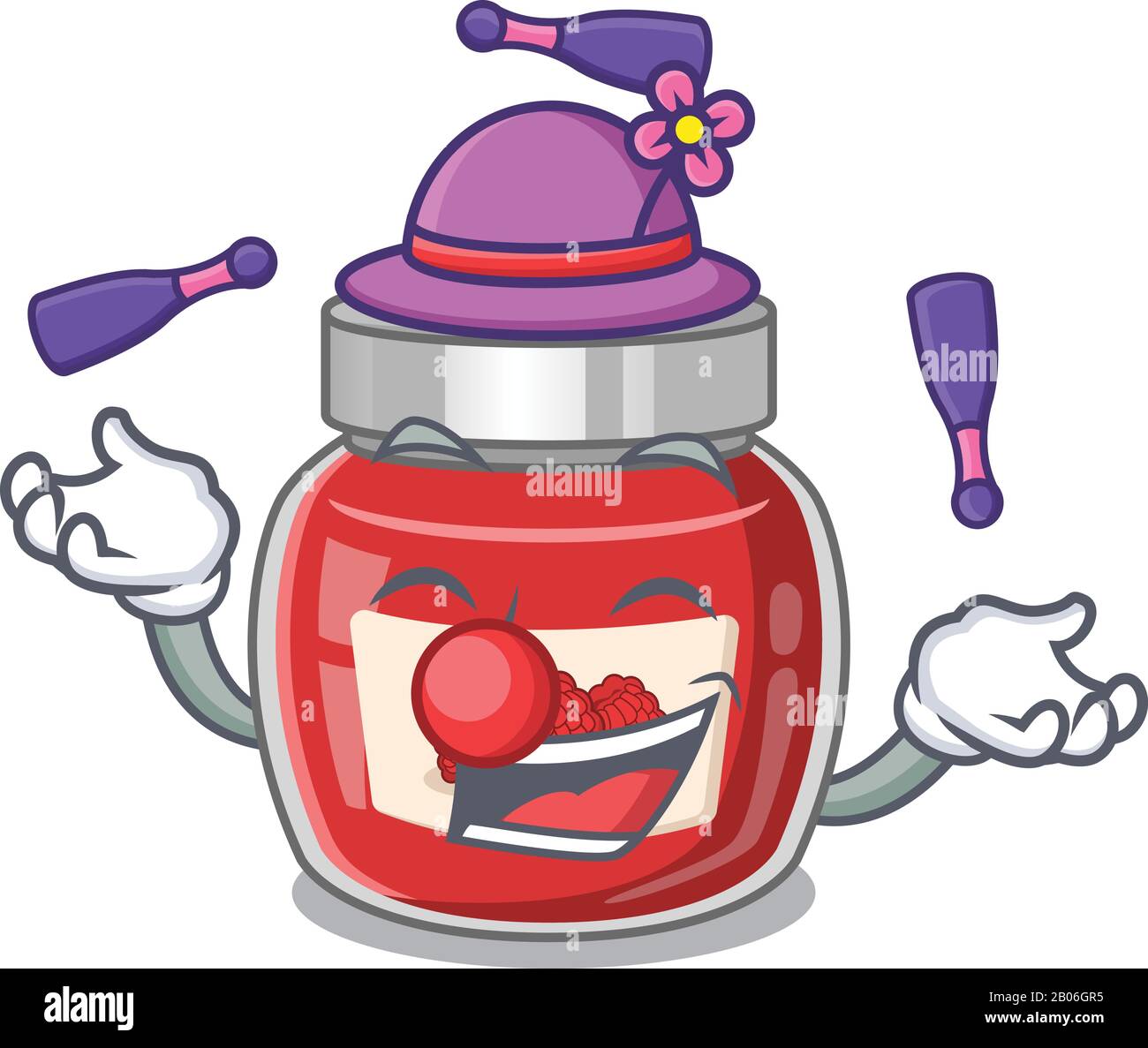 a lively raspberry jam cartoon character design playing Juggling Stock ...