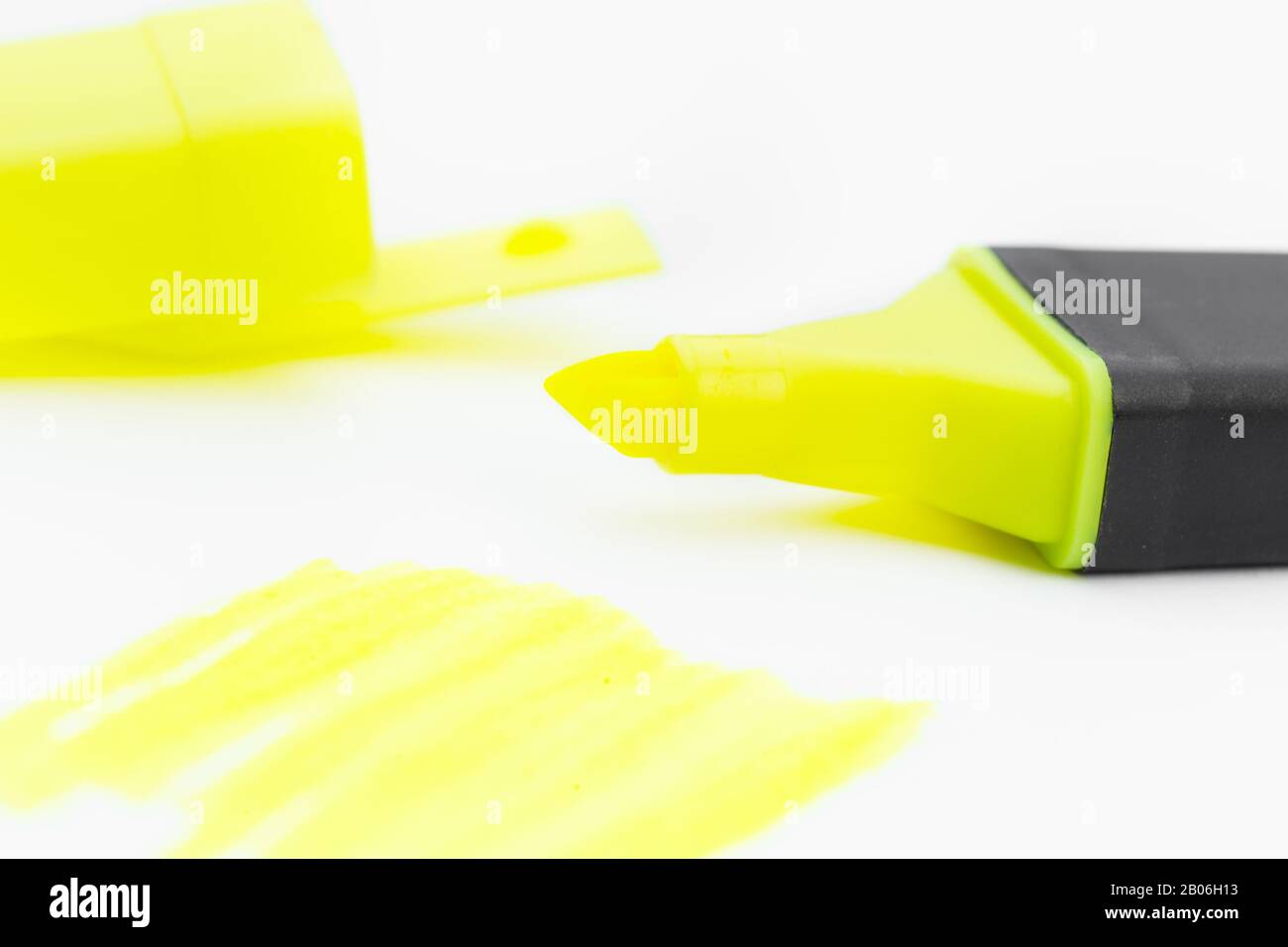 Yellow Highlighter Pen and Doodles Isolated on White Background Stock ...