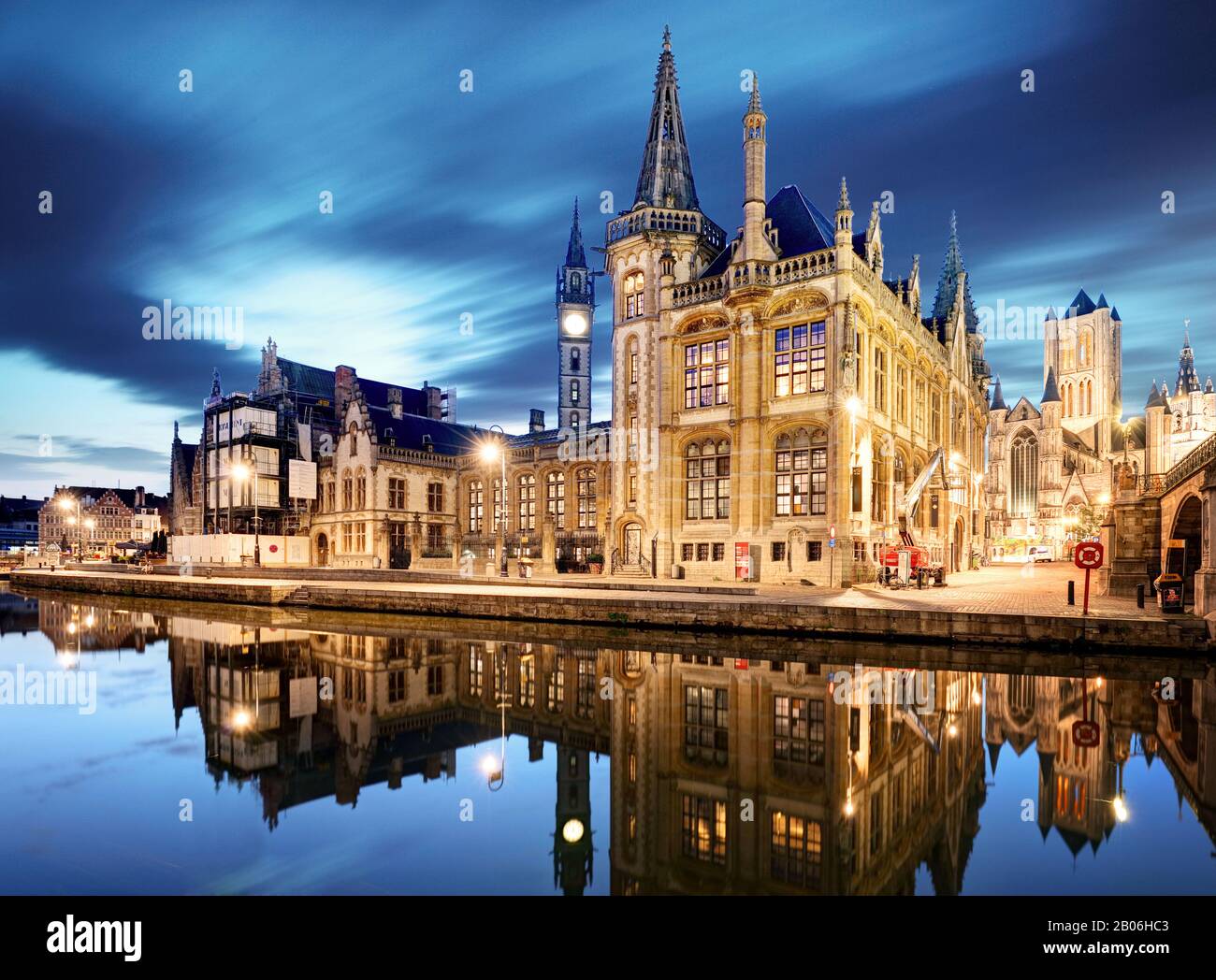 Ghent, Belgium during night, Gent old town Stock Photo - Alamy