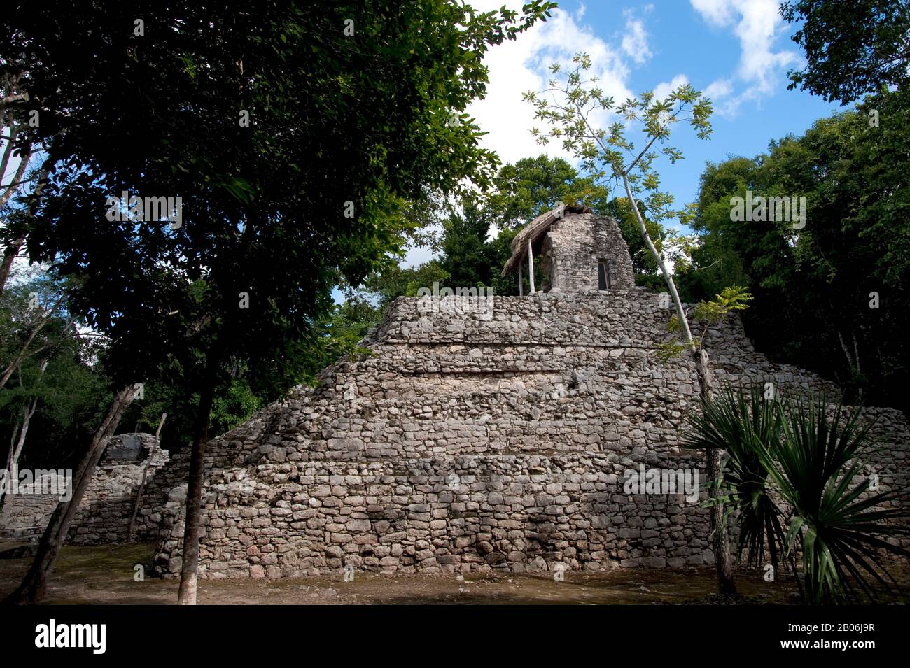 MEXICO, YUCATAN PENINSULA, NEAR CANCUN, MAYA RUINS OF COBA, TEMPLE OF ...