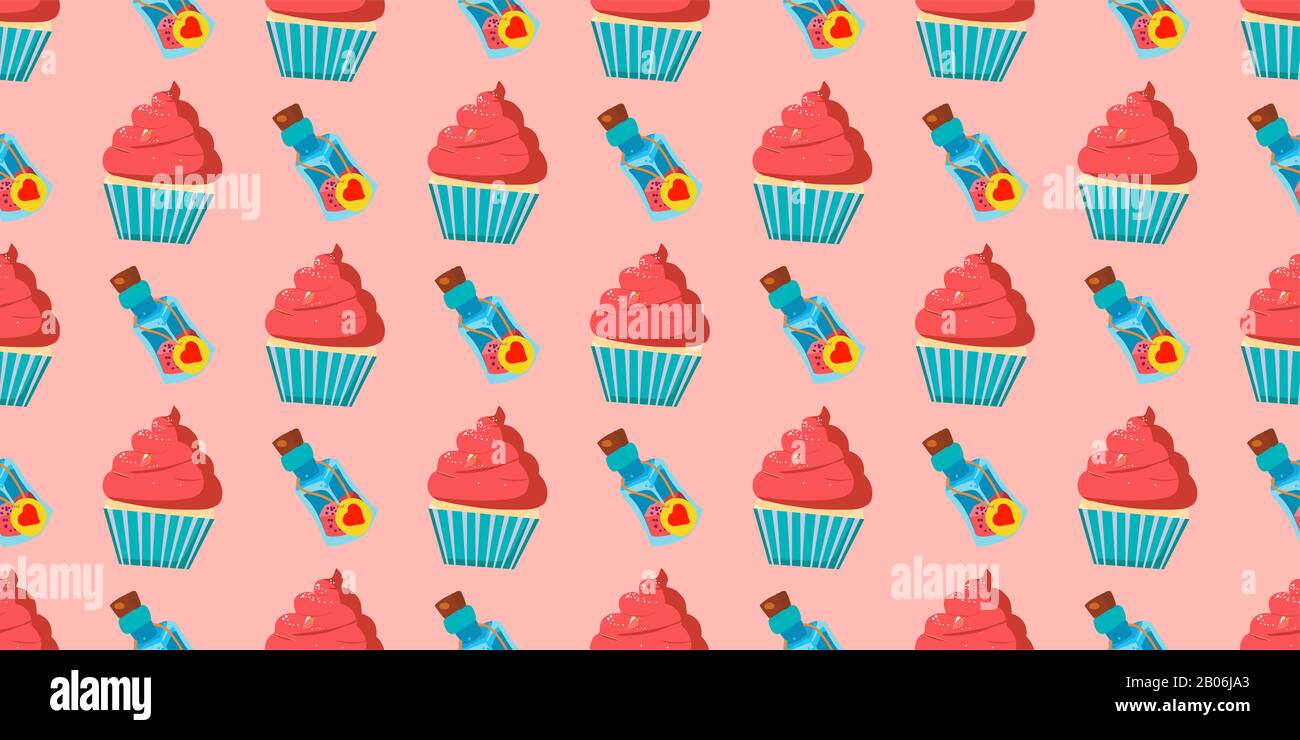 Children s seamless pattern for girls. Alice in wonderland cakes and ...