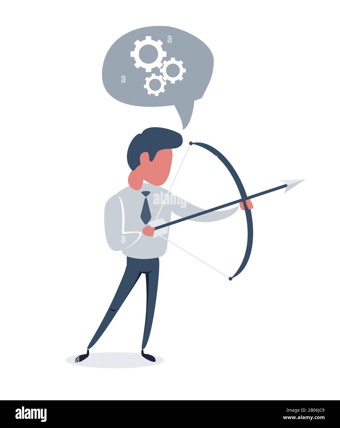 Successful businessman aiming target with bow and arrow Stock Vector ...