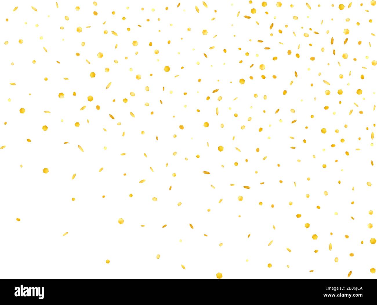 Confetti of light backgrounds. Golden 3d hexagonal creative. Confetti ...