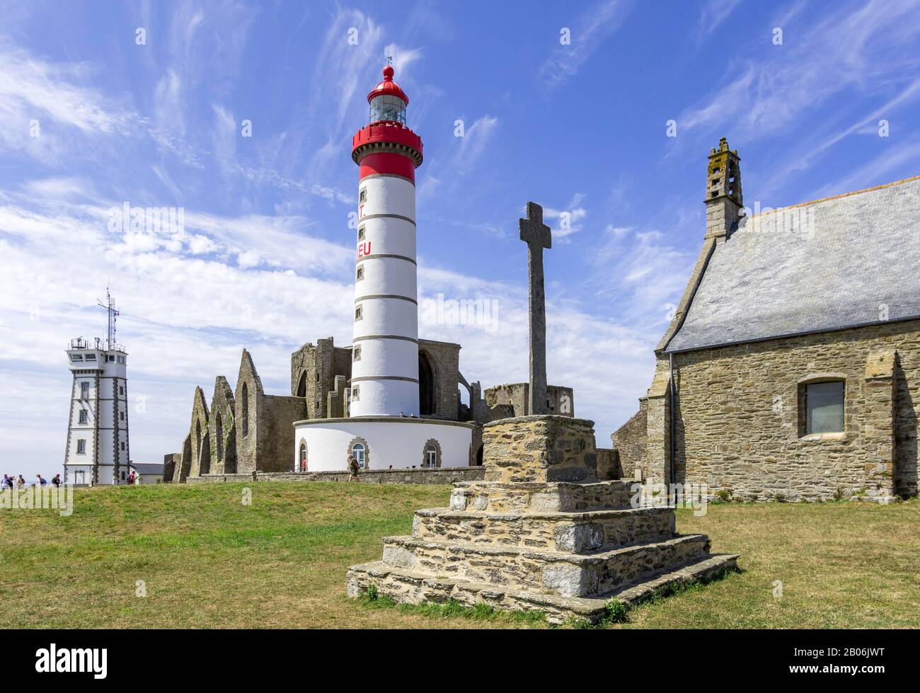 Lighthouse with Saint Mathieu Abbey next to Notre Dames des Graces ...