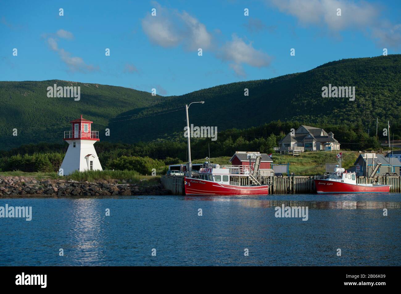 Fishing port of Pleasant Bay with lighthouse along the west coast of ...