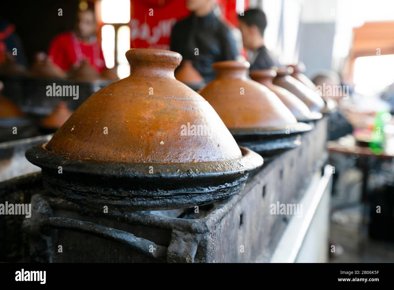 Delicious moroccan tajine prepared and served in clay pots, Marrakech ...