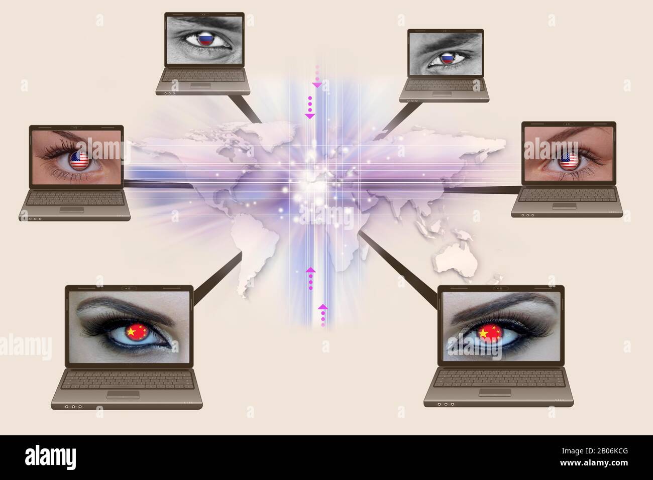 PHOTOMONTAGE, surveillance, data protection, humanity, secret services ...