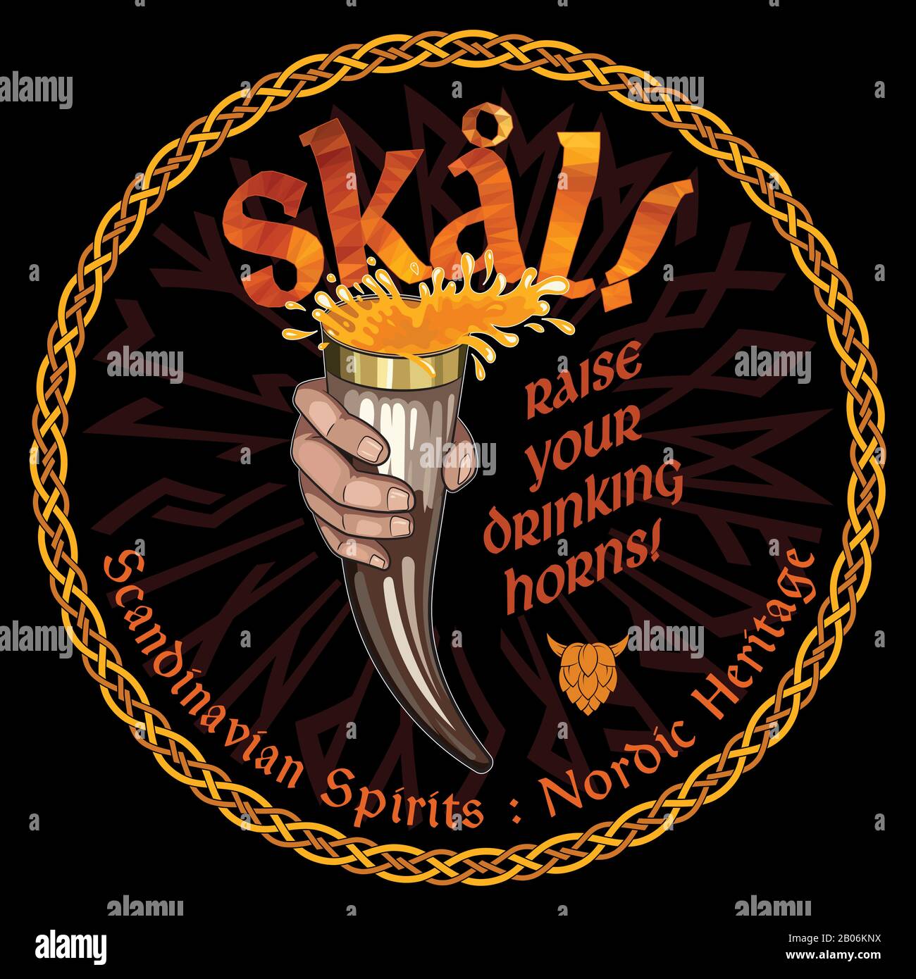 Squirrel named Ratatoskr sitting on a Rowan branch, illustration from ...