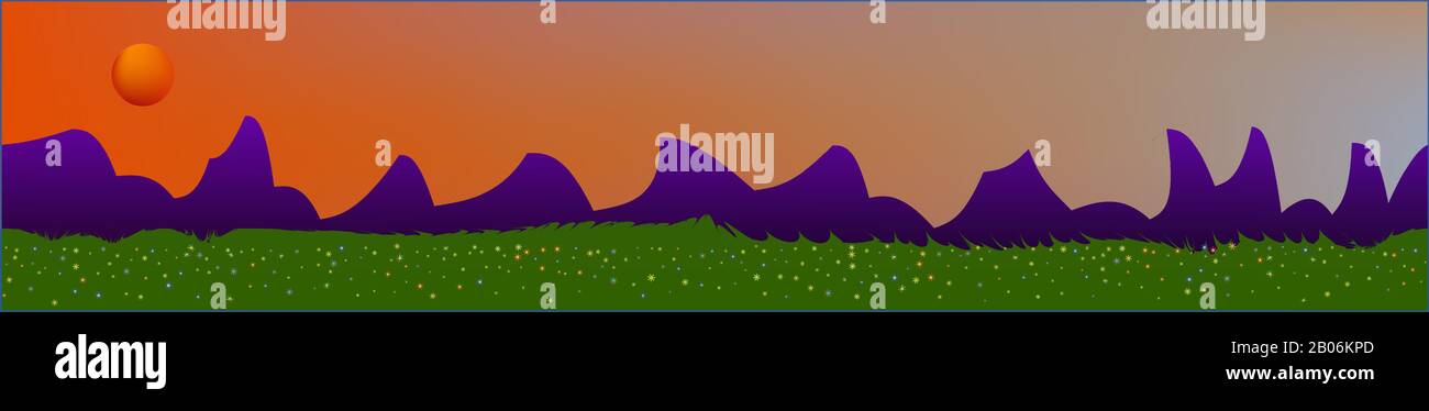 Fancy sky, and mountains landscape. Abstract, horizontal texture ...