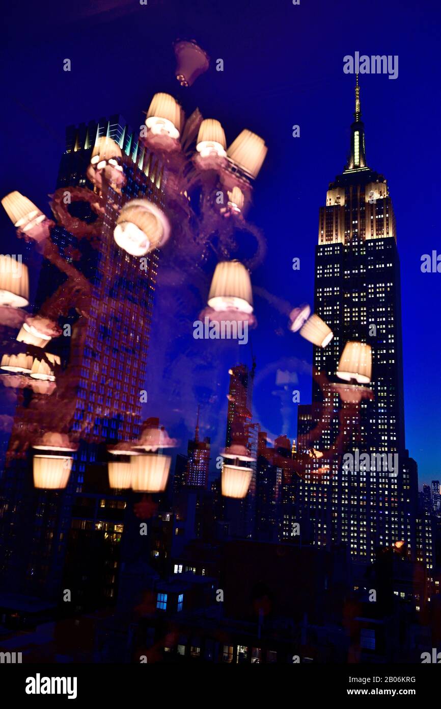 View of the Empire State Building from the rooftop bar of Hendrick's ...