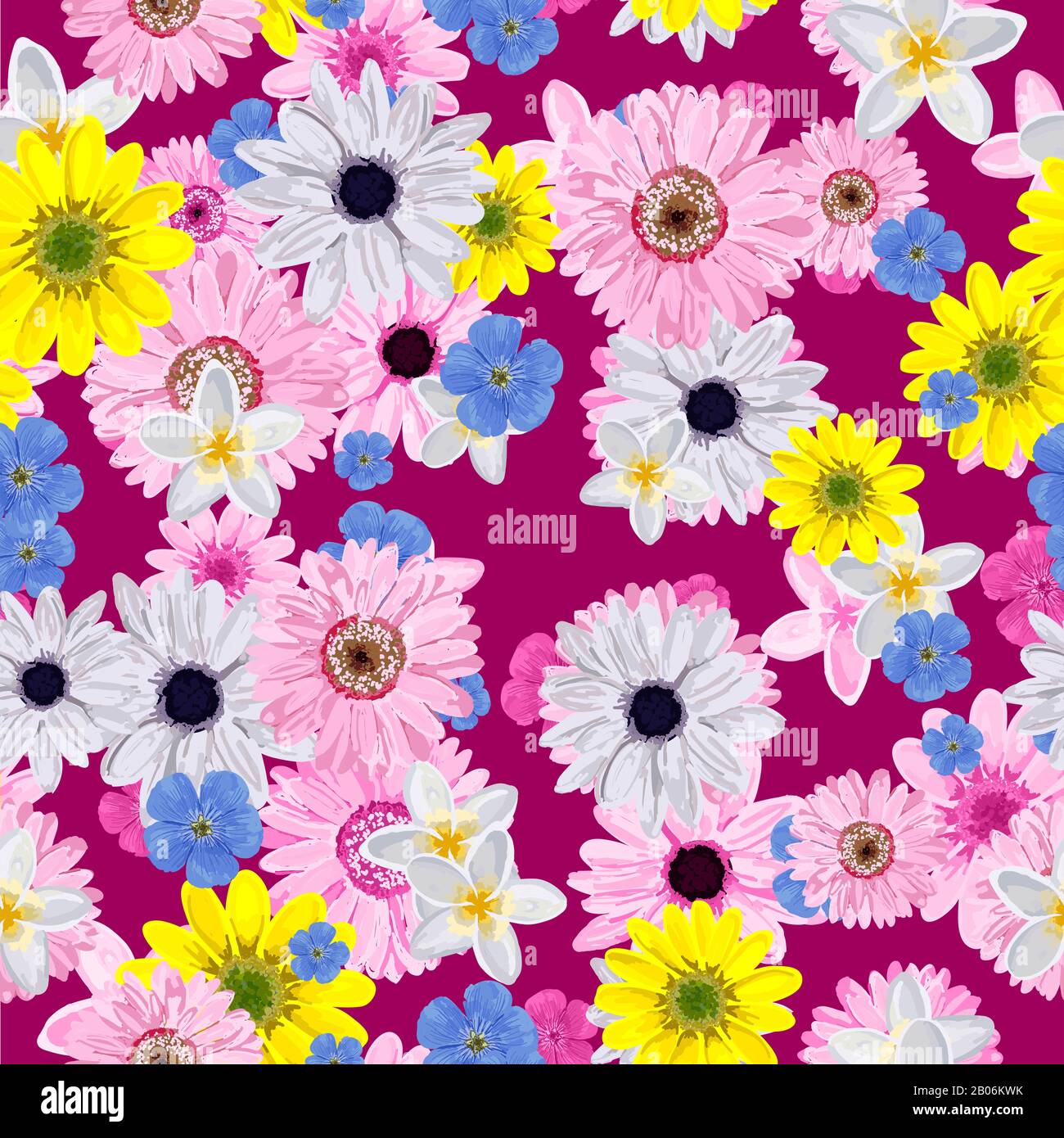 SEAMLESS FLOWER PATTERN. Realistic flowers. Spring bright colors Stock ...