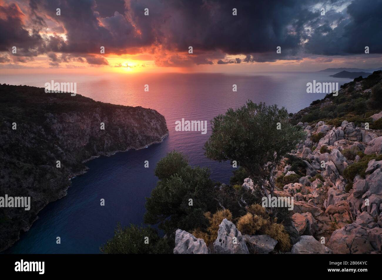 Sunset over the Butterfly Valley, Fethiye, Mugla, Turkey Stock Photo ...