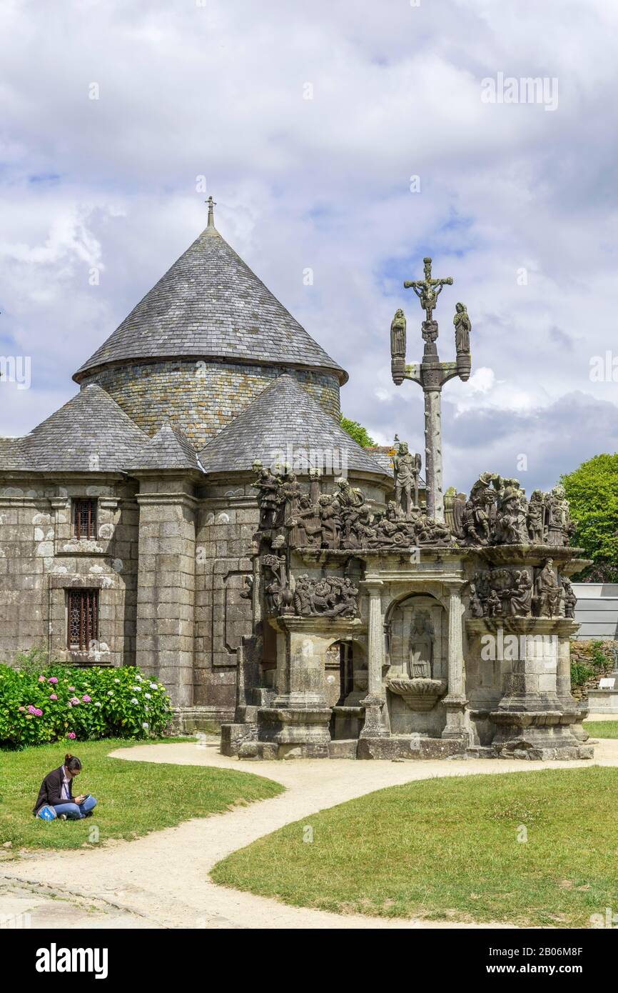 Calvary of the Church of Guimiliau, Departement Finistere, France Stock ...