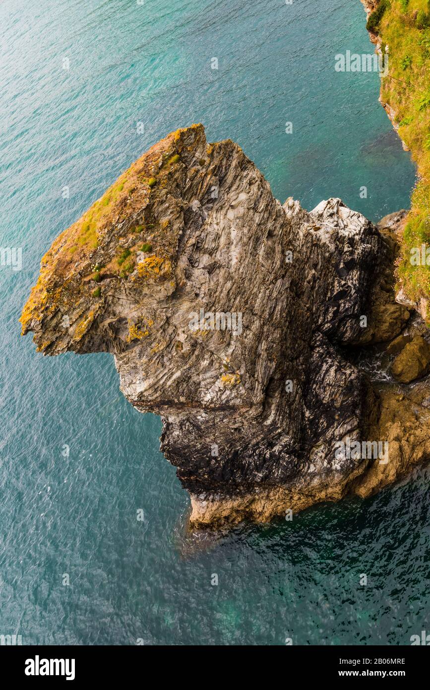 Abstract view of rock stack at St Agnes Beach, St Agnes, Cornwall, UK ...
