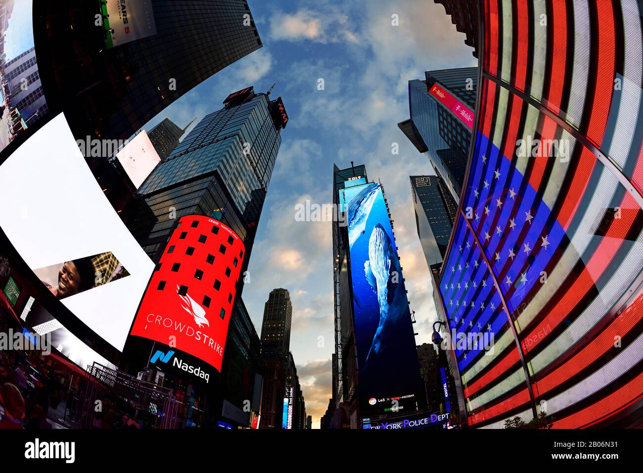 Illuminated signs in Times Square, Manhattan, New York City, USA Stock ...