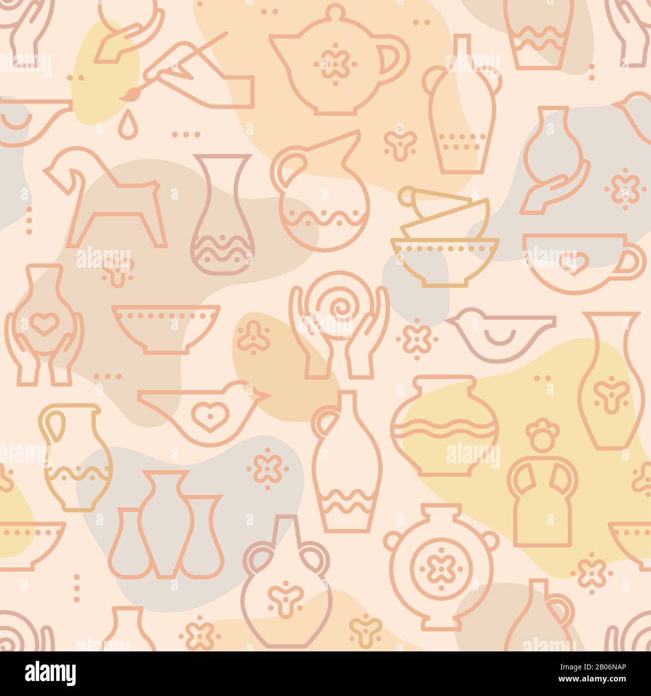 Vector pottery seamless pattern - ceramics pottery bowl Stock Vector ...