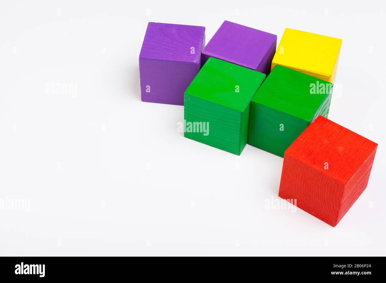 Colorful wooden building blocks isolated on white background Stock ...