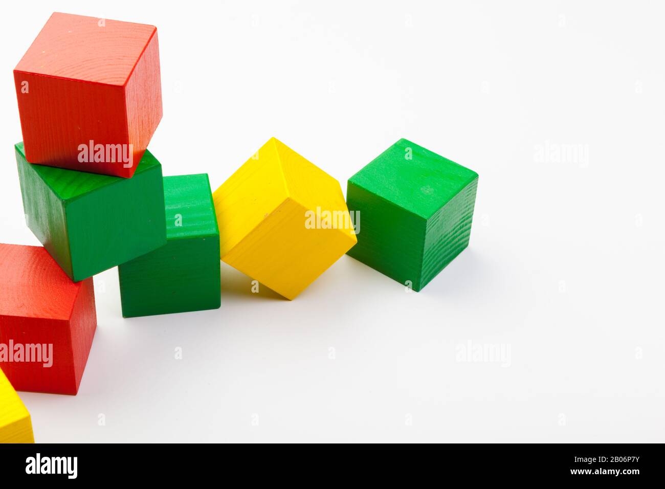 Colorful wooden building blocks isolated on white background Stock ...