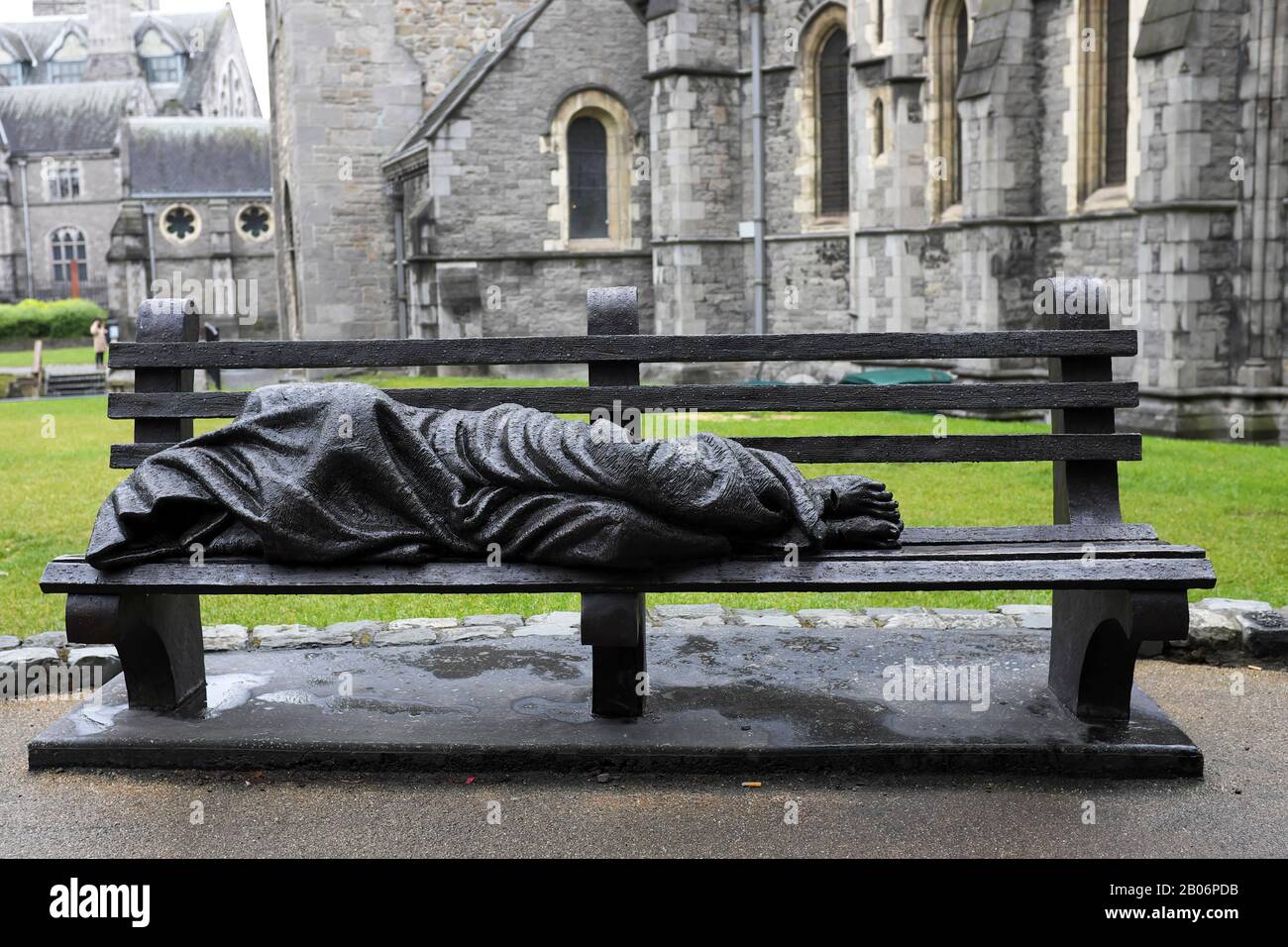 Homeless Sculpture Outside Christ Church Cathedral Dublin Ireland Stock ...